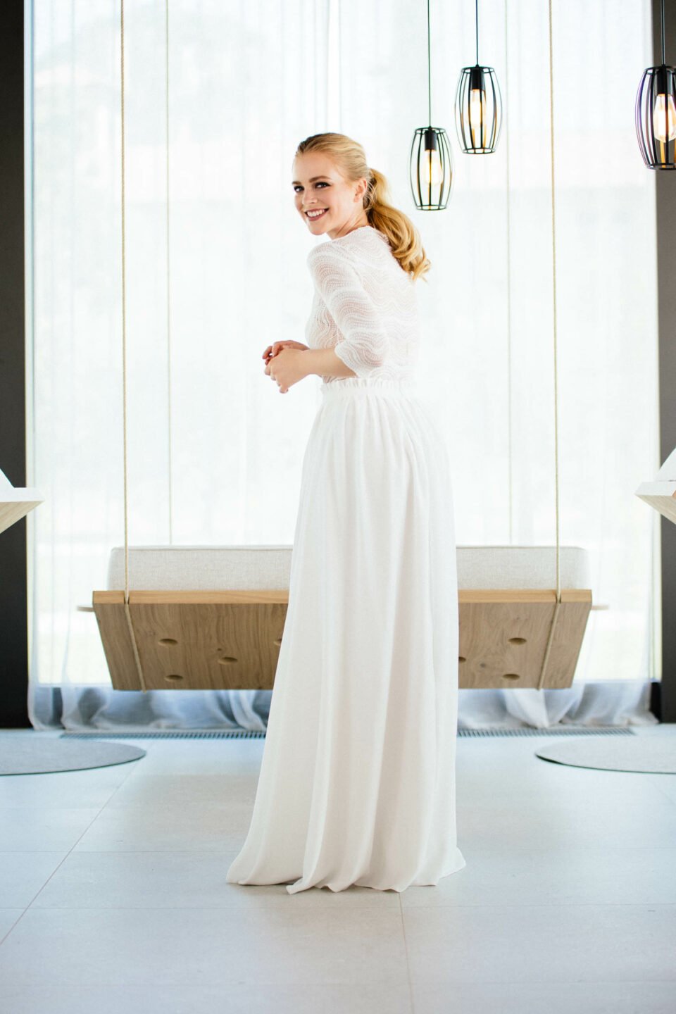 Brautrock lang & fließend | Nachhaltiger Rock mit besonderem Bund